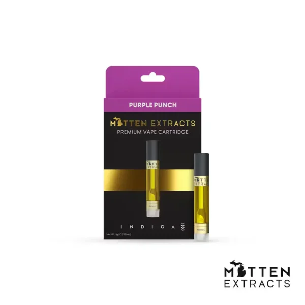 Mitten Extracts - Purple Punch 1g Vape Cartridge (Indica) - Mittens Extract